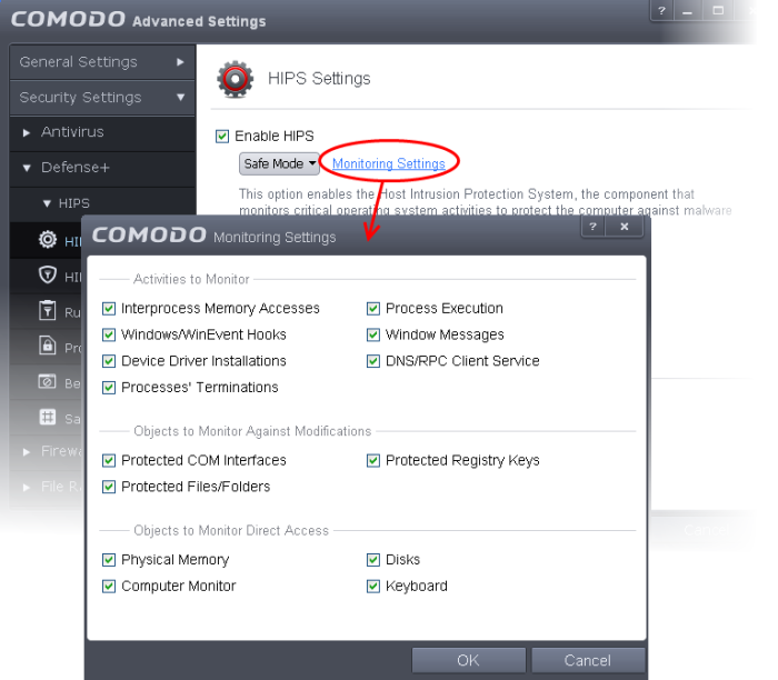HIPS Behaviour Settings, Comodo Internet Security | Comodo Internet Security v6.3
